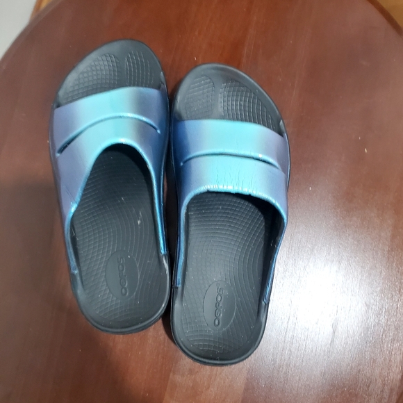 OOFOS | Shoes | Oofos Light Blue Sandals With Cushioned Footbed | Poshmark
